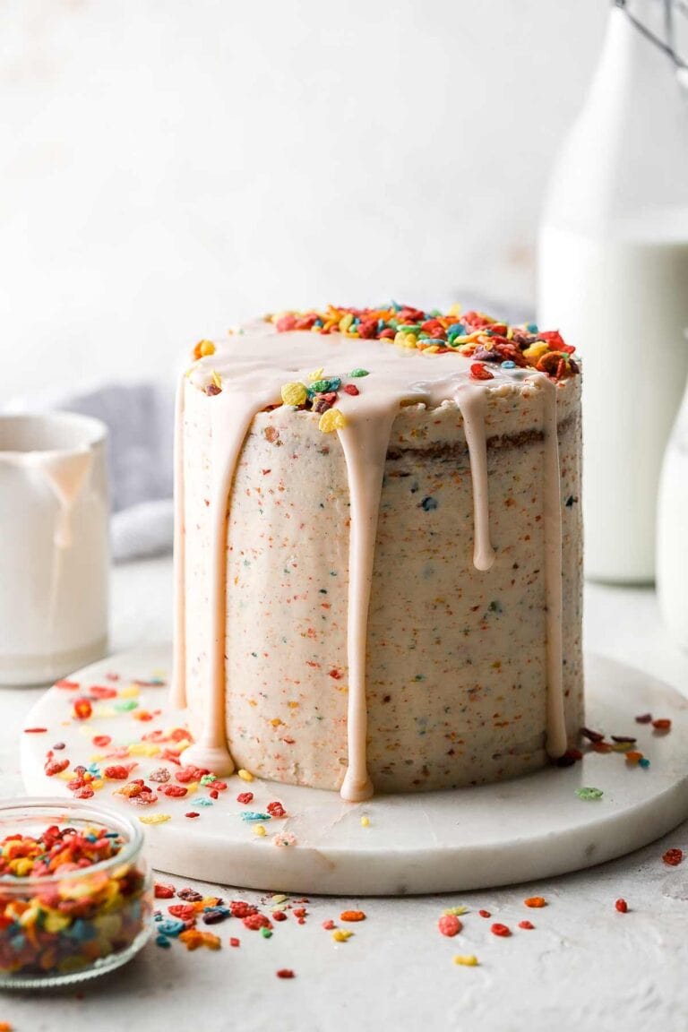 Fruity Pebble Cake with Cereal Milk - Baran Bakery