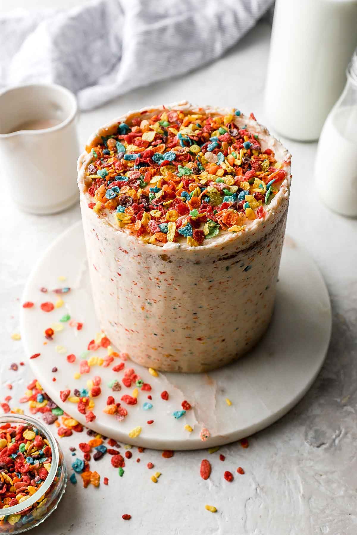 Fruity Pebble Cake with Cereal Milk - Baran Bakery