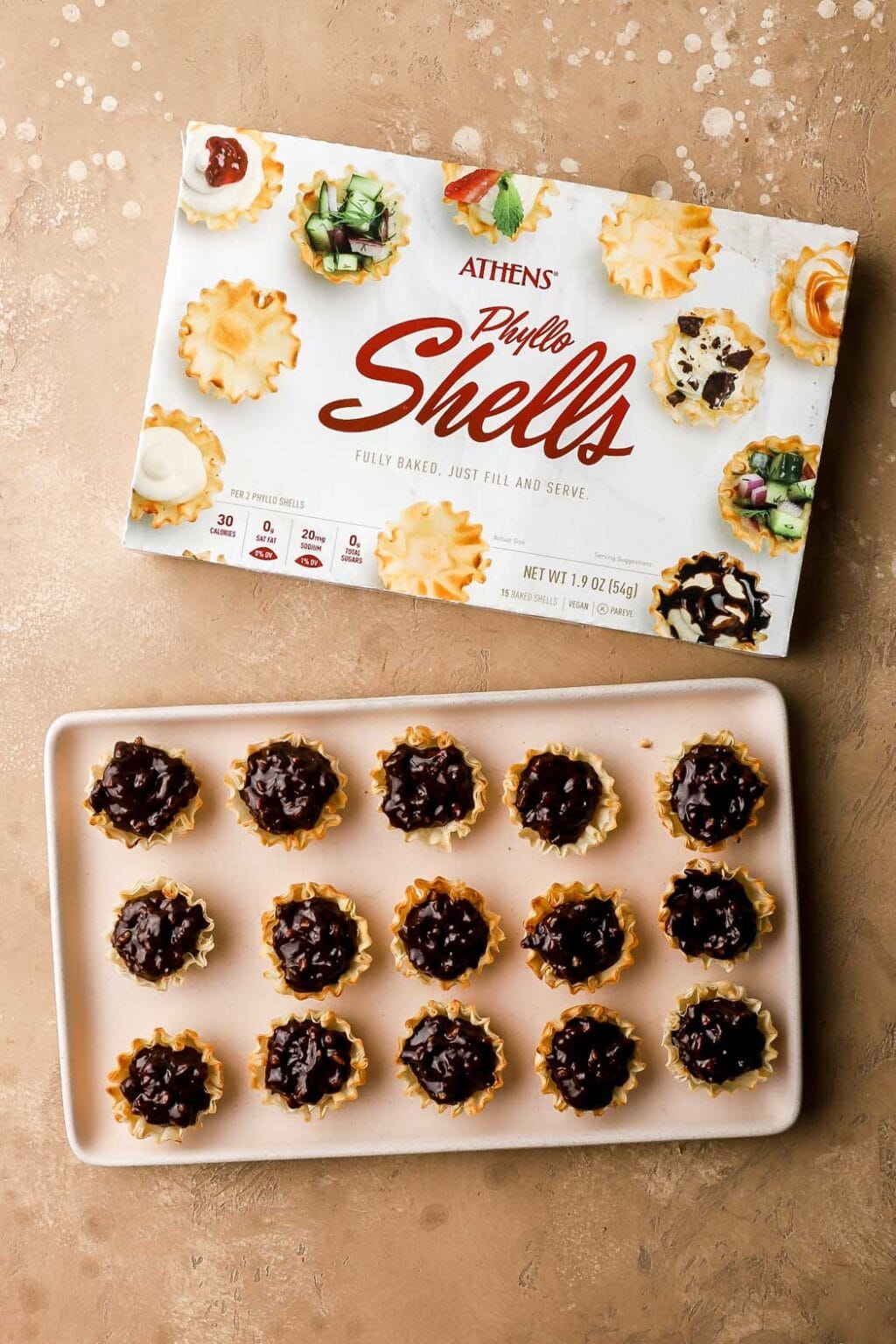 Chocolate Praline Pies with Phyllo Shells - Baran Bakery