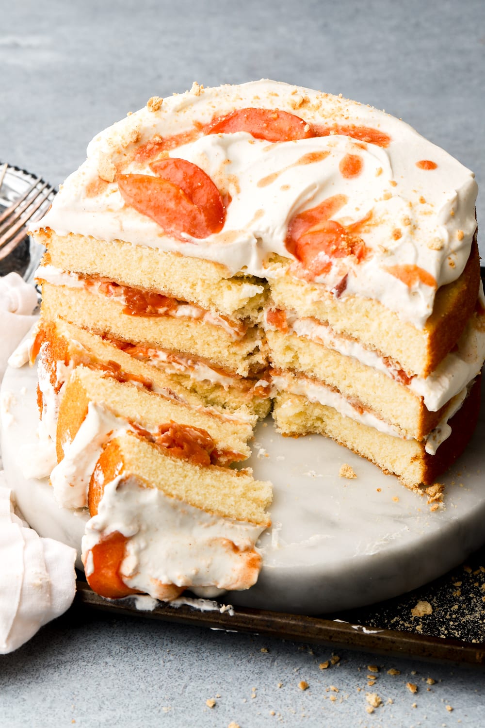 Peaches and Cream Cake - Baran Bakery