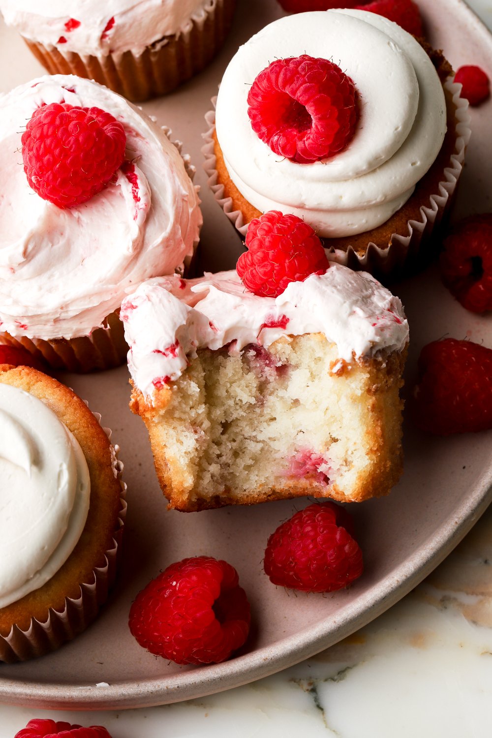 White Chocolate Raspberry Cupcakes - Baran Bakery