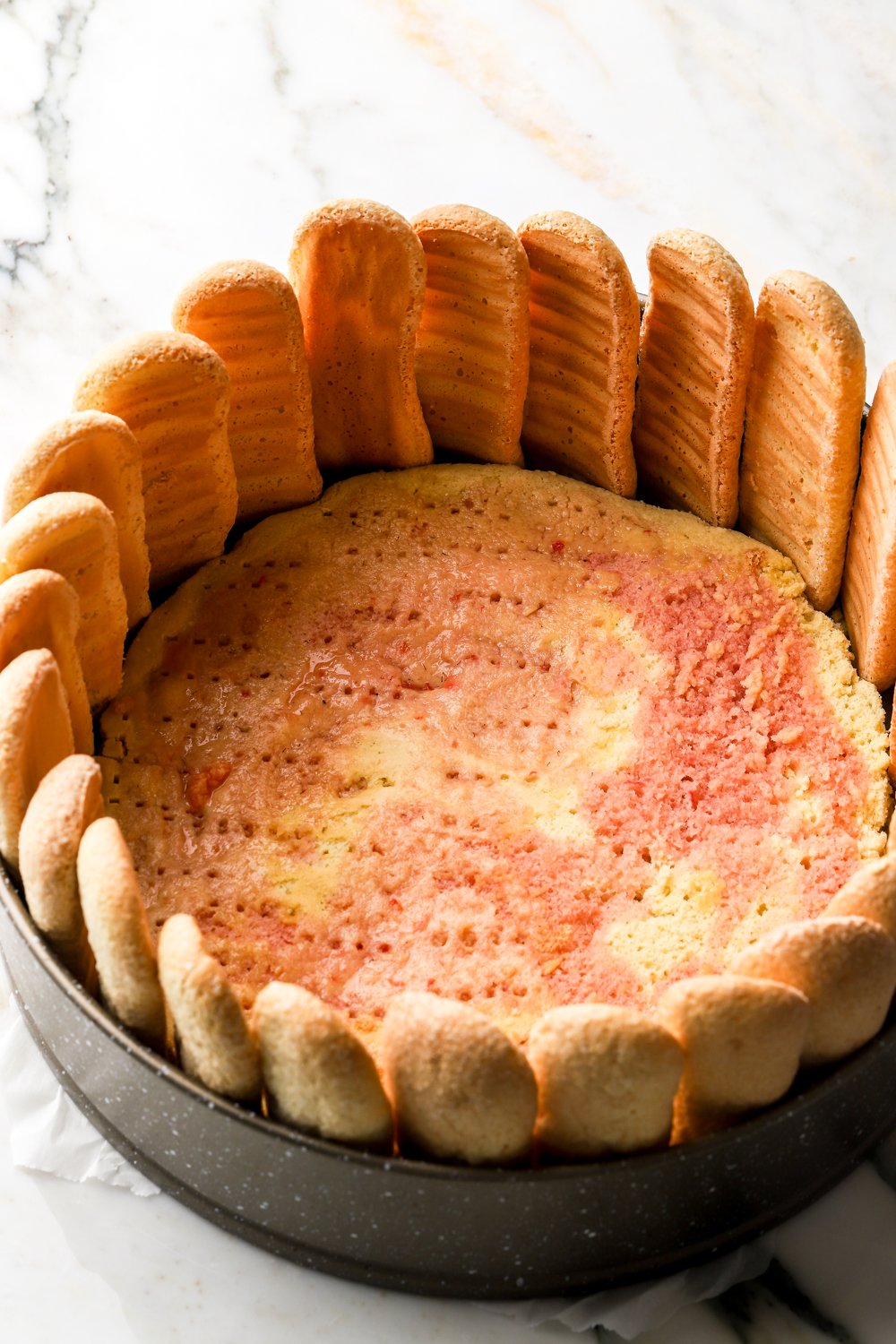 Charlotte Aux Fraises (Strawberry Charlotte Cake) - Baran Bakery